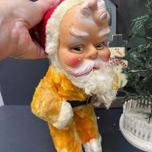 RARE Vintage Rushton Rubber Face Santa, Made in Japan, Golden Plush ...