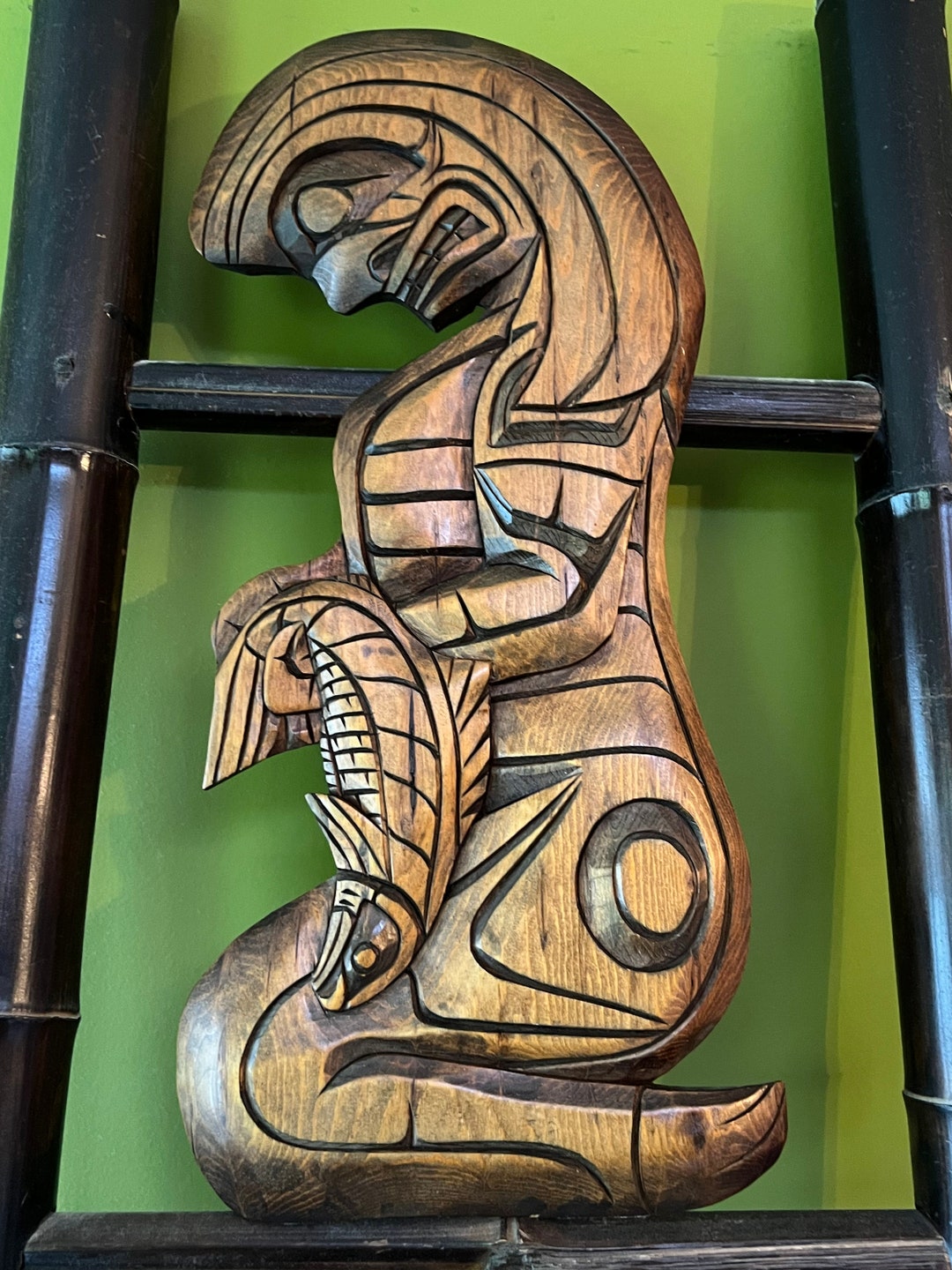 Coast Salish Carved Plaque “first Catch” Signed Norman Mitchell ...