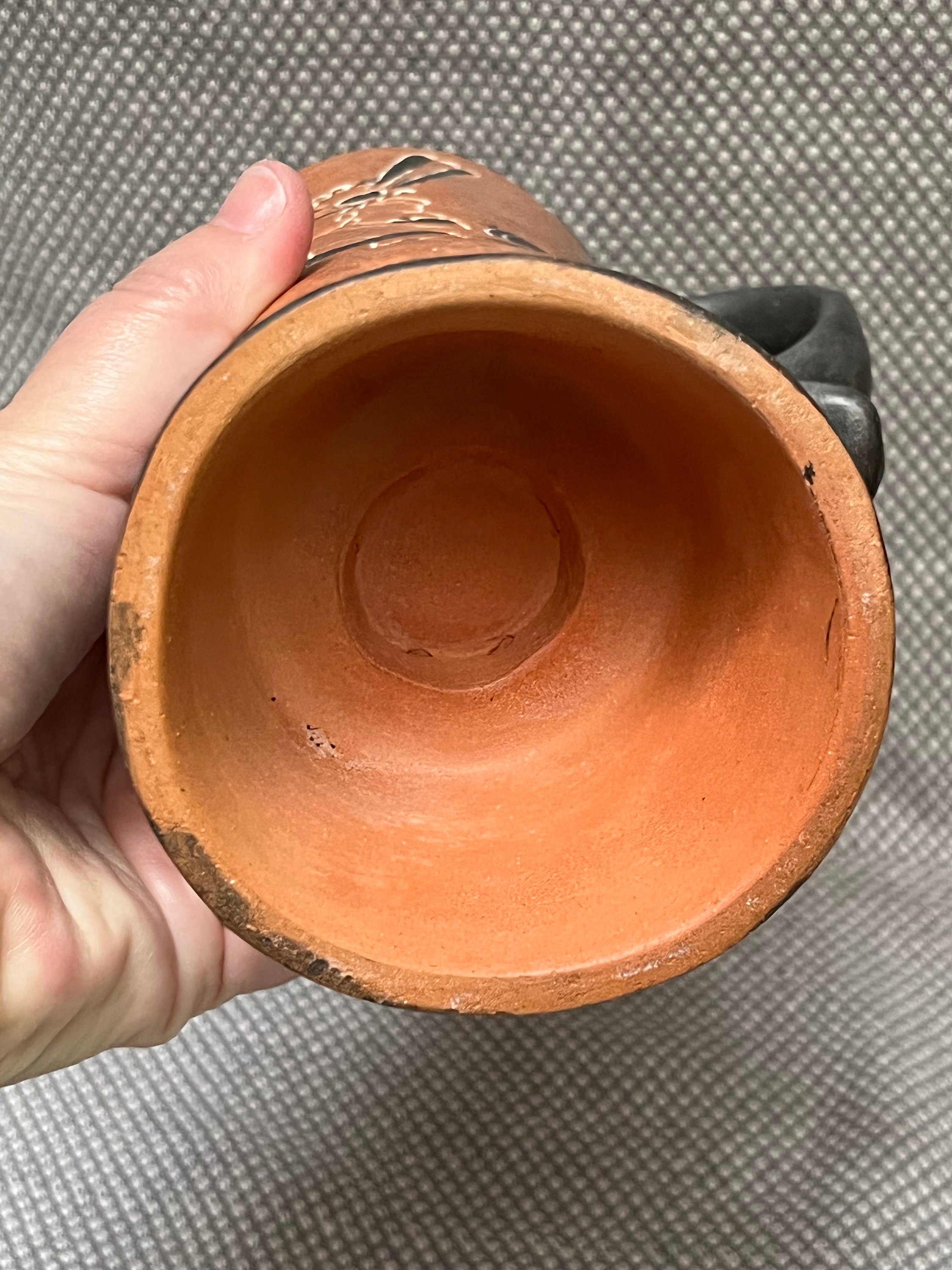 Vintage Leopoldo De Mexico Aztec Mayan Red Clay Folk Art Pottery Mug ...