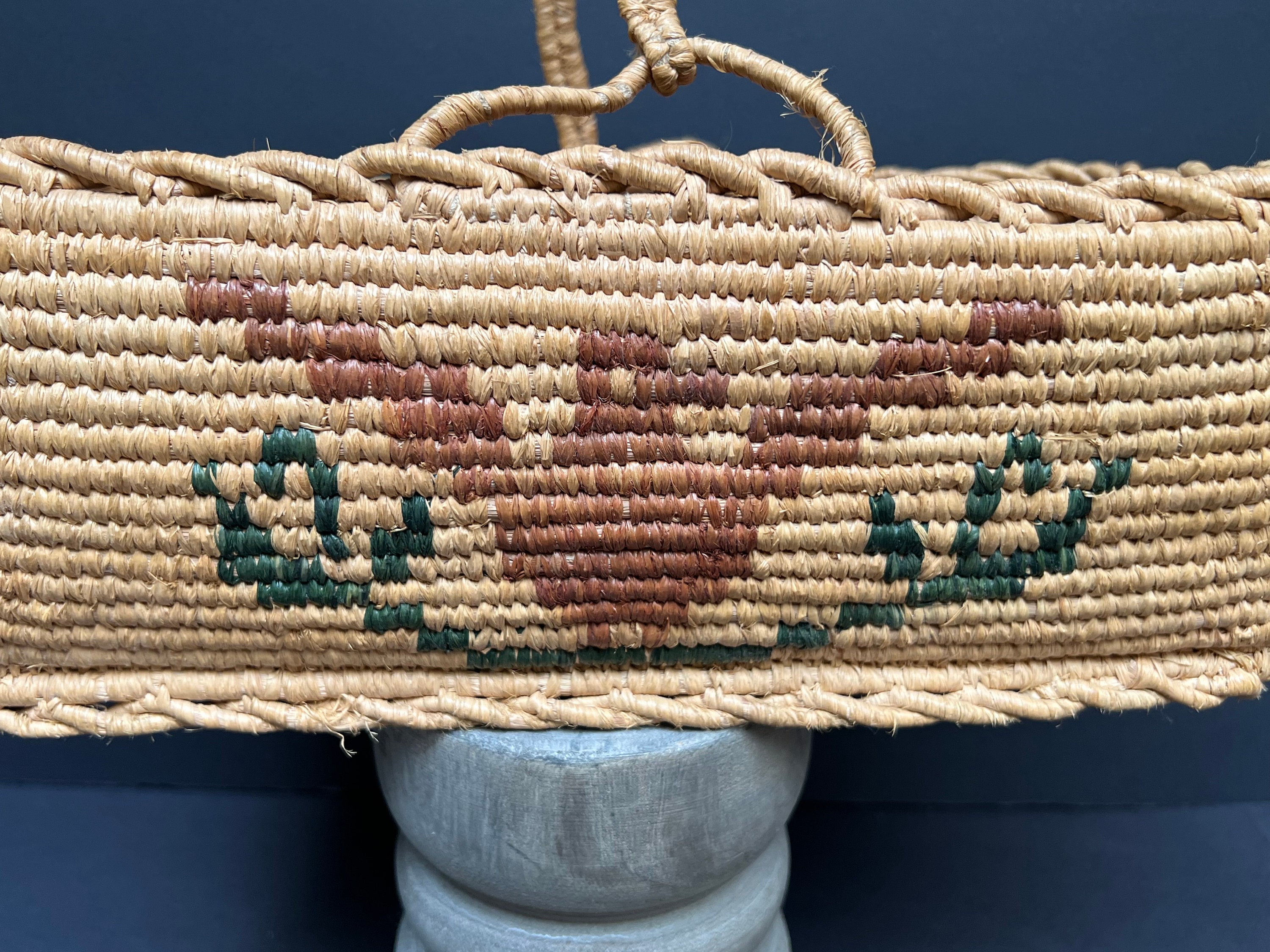 RARE Early 1900s Raffia Basket School Basket, Native Inspired Basket ...