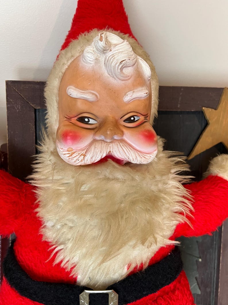 Vintage Large 27" Rubber Face Plush Santa, Made in Japan, Vintage Plush ...