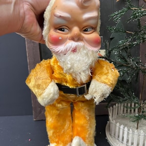 RARE Vintage Rushton Rubber Face Santa, Made in Japan, Golden Plush ...
