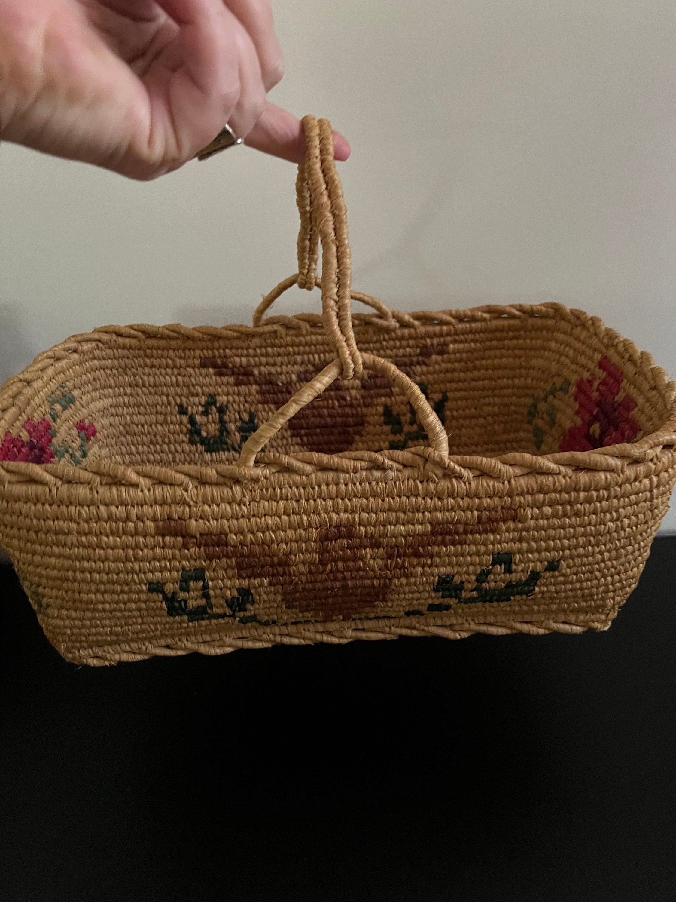 RARE Early 1900s Raffia Basket School Basket, Native Inspired Basket ...