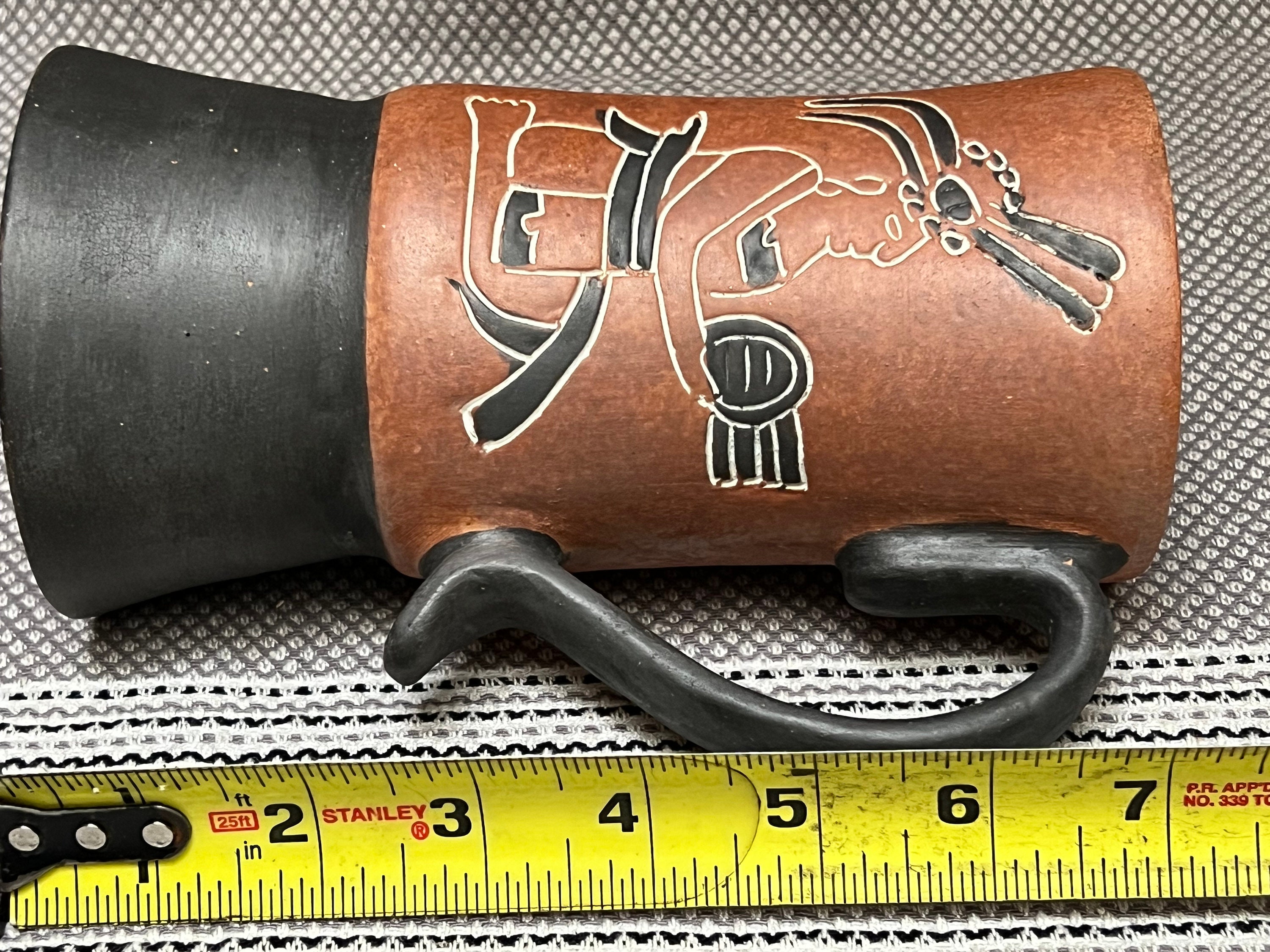 Vintage Leopoldo De Mexico Aztec Mayan Red Clay Folk Art Pottery Mug ...