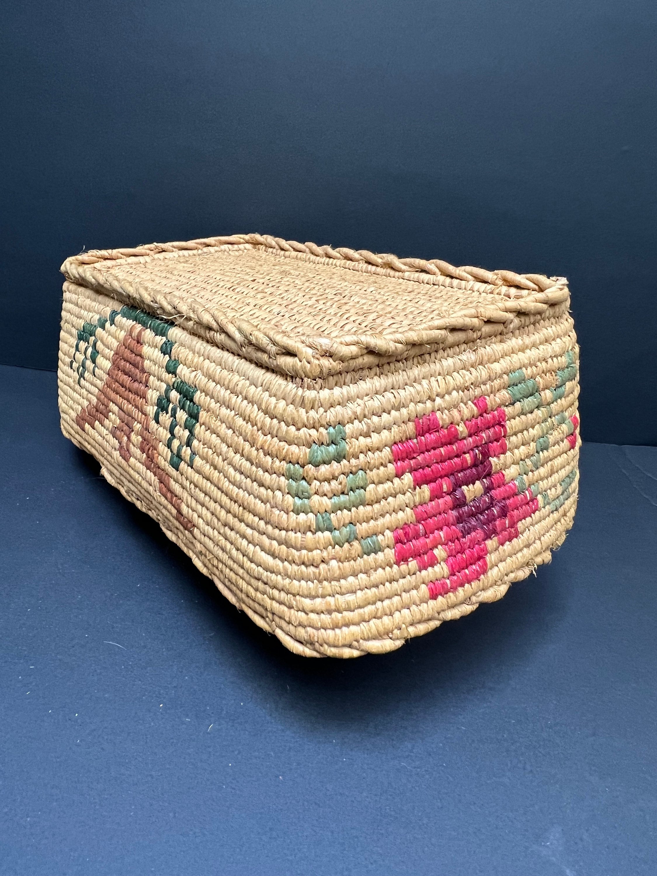 RARE Early 1900s Raffia Basket School Basket, Native Inspired Basket ...
