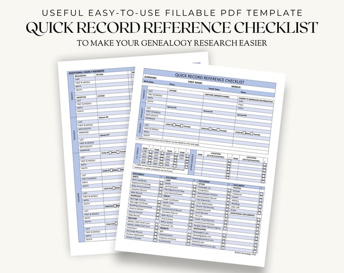 Useful Genealogy Checklist Fillable US Letter-sized Printable to Make ... Useful Genealogy Checklist Fillable US Letter-sized Printable to Make ...