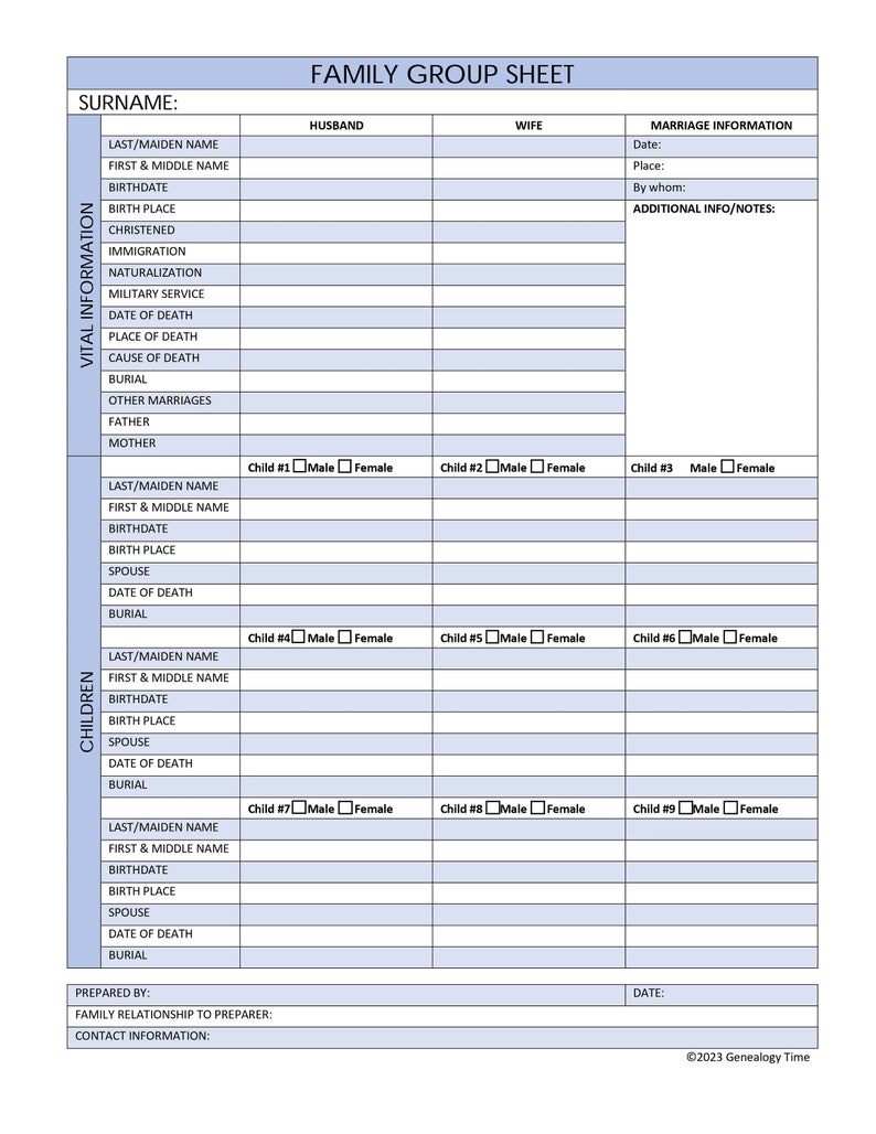 Helpful Fillable Family Group Sheet U.S. Letter-sized Printable to Make ...