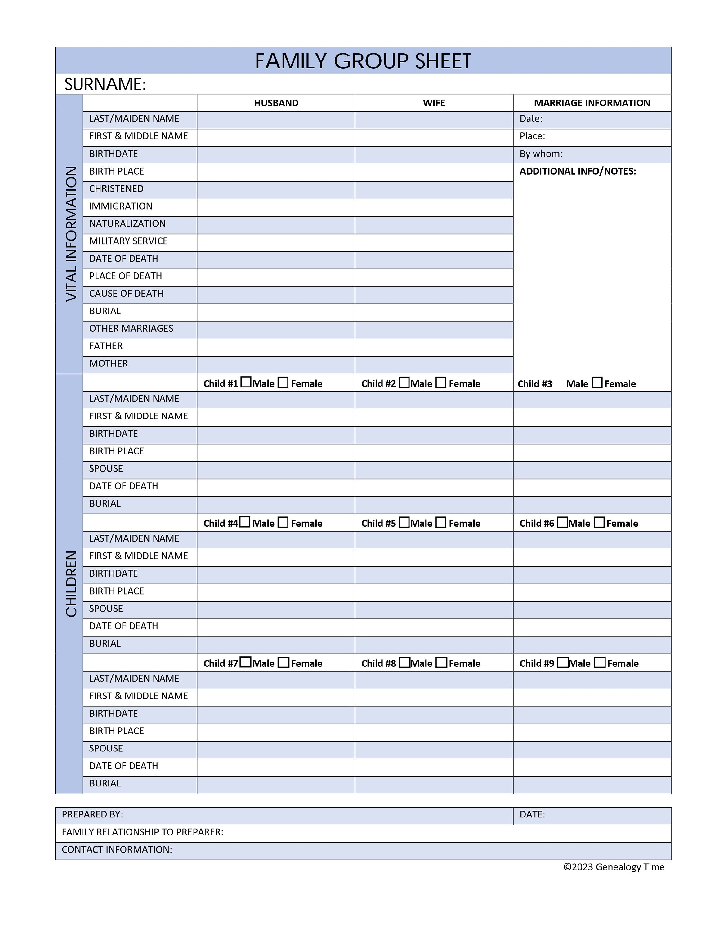 Helpful Fillable Family Group Sheet U.S. Letter-sized Printable to Make ...