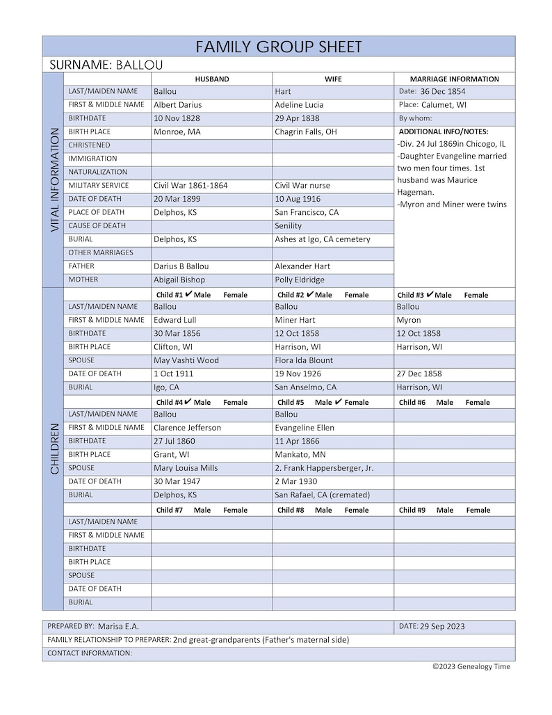 Helpful Fillable Family Group Sheet U.S. Letter-sized Printable to Make ...