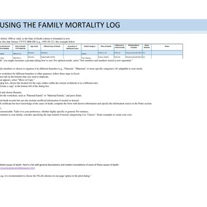 Family Mortality Log for Excel: Genealogy and Family Medical History ...