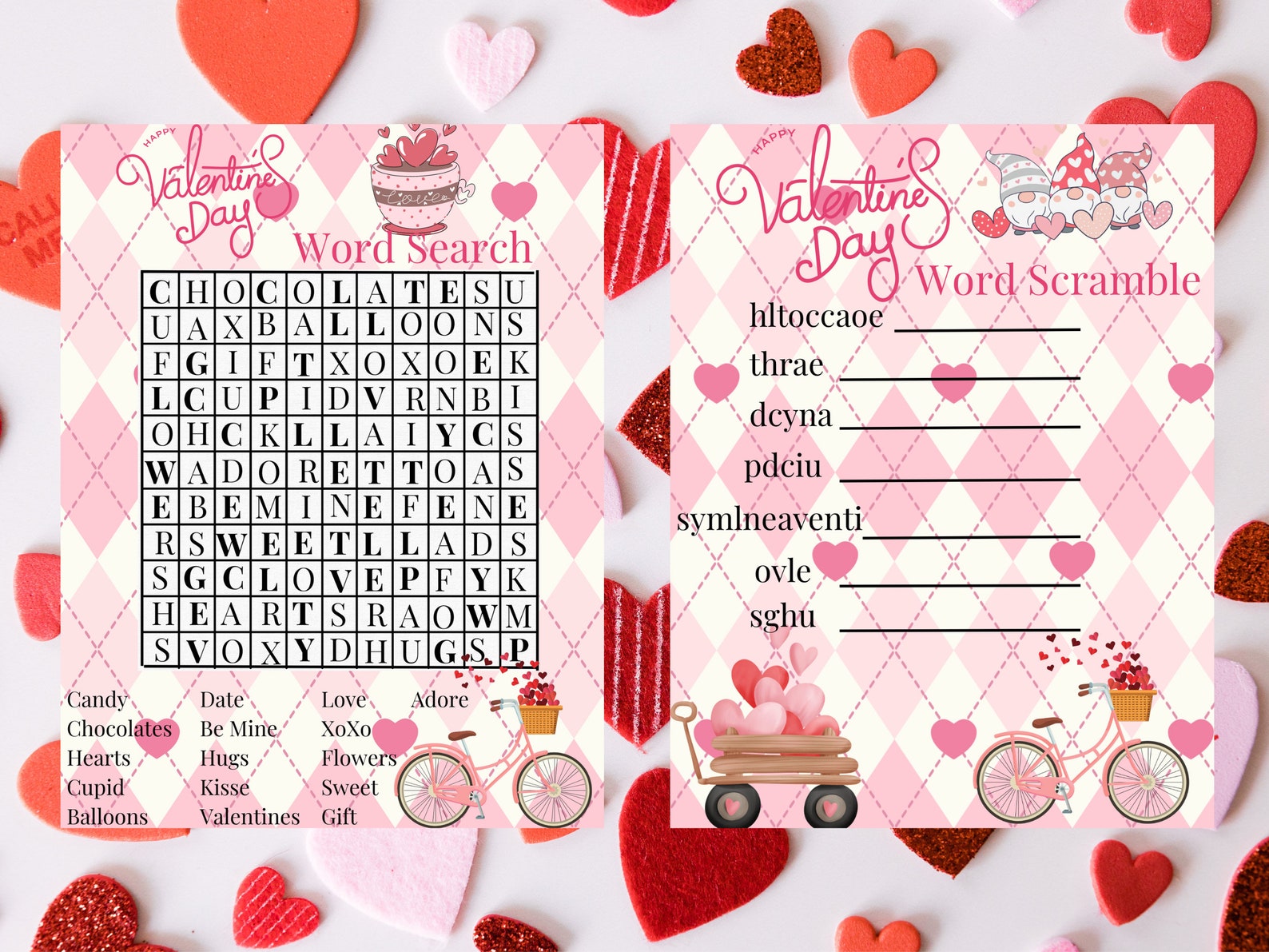 Valentines Day Printable Game Bundle, Valentines Day Word Search ...