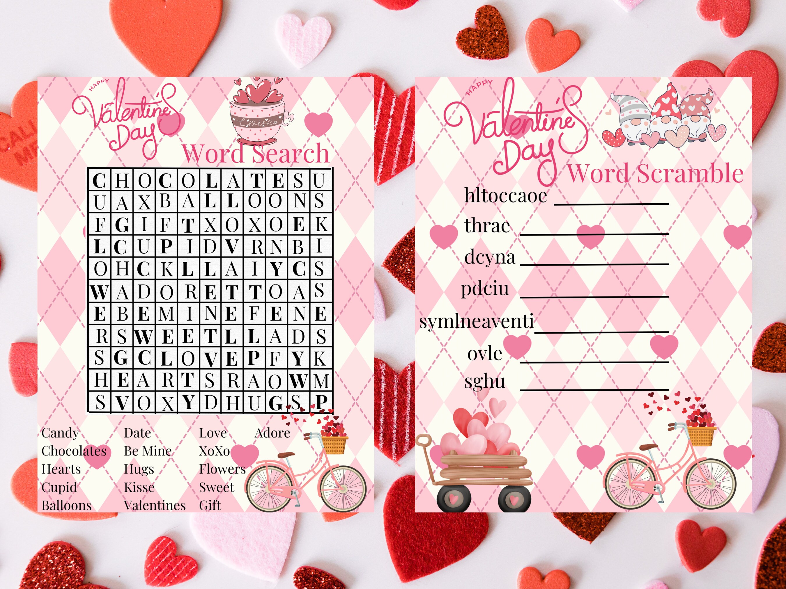 Valentines Day Printable Game Bundle, Valentines Day Word Search ...