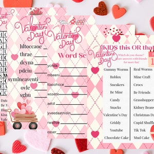 Valentines Day Printable Game Bundle, Valentines Day Word Search ...