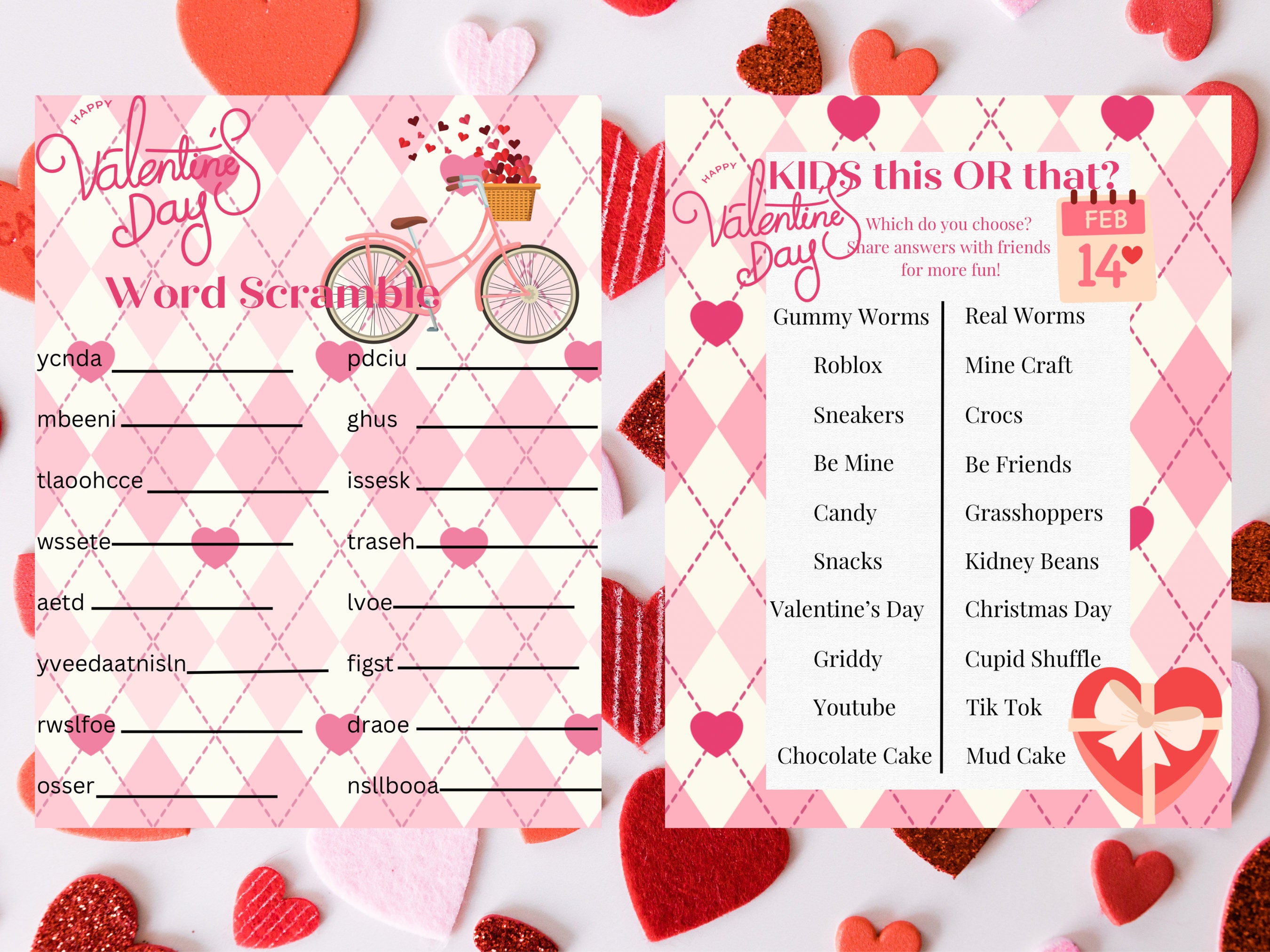 Valentines Day Printable Game Bundle, Valentines Day Word Search ...