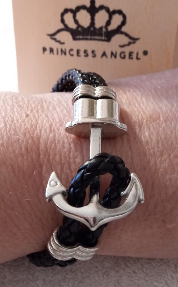 Compass & Anchor Bracelets. PU Leather Braided. Couples Jewelry, Gift ...