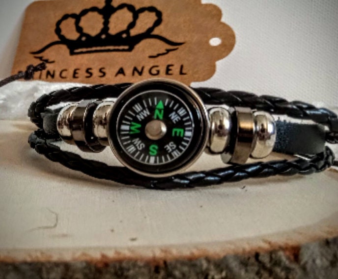 Compass & Anchor Bracelets. PU Leather Braided. Couples Jewelry, Gift ...