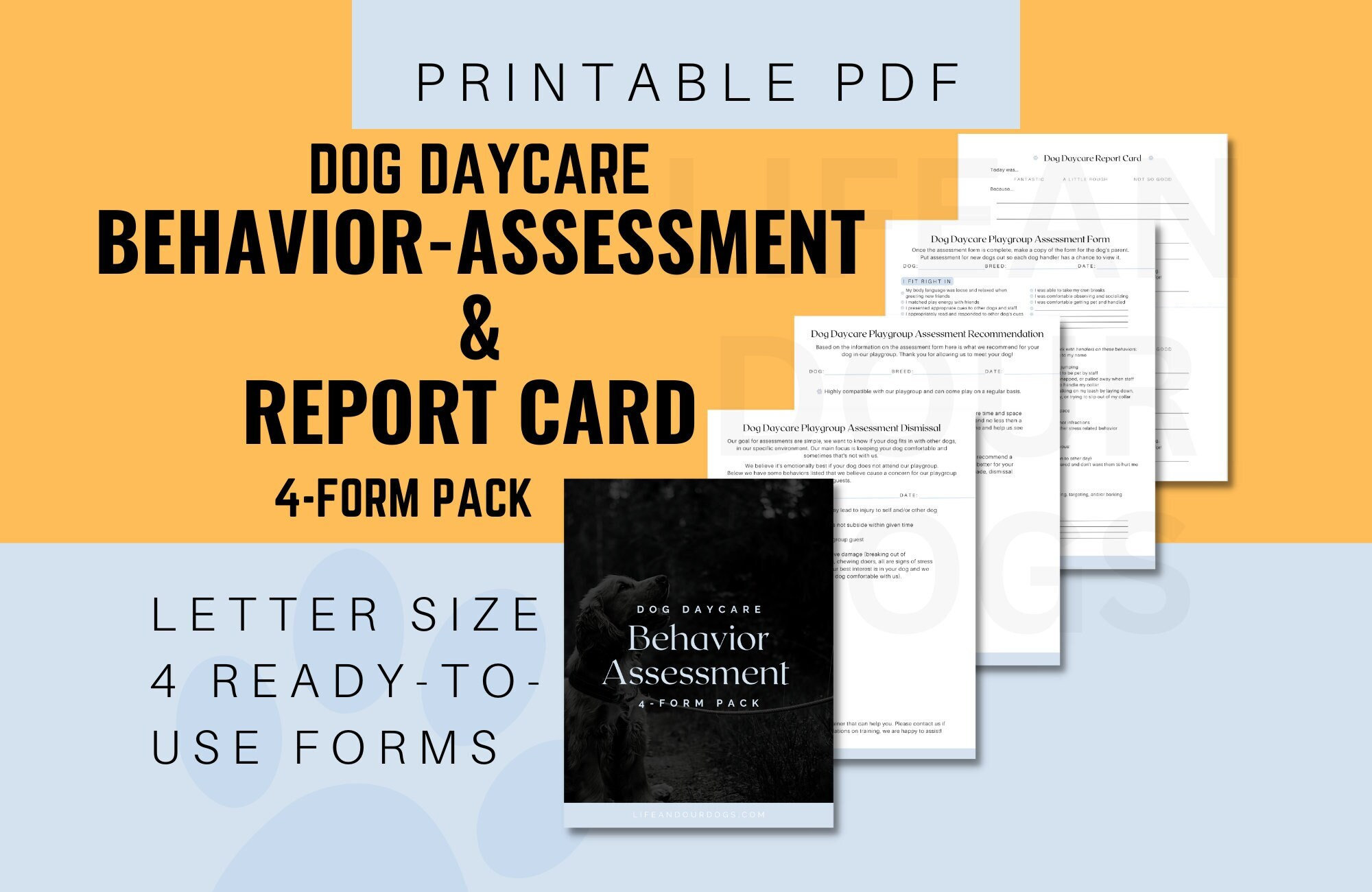 Behavior Assessment 4 Form Dog Daycare Pack Printable Dog Daycare Forms ...