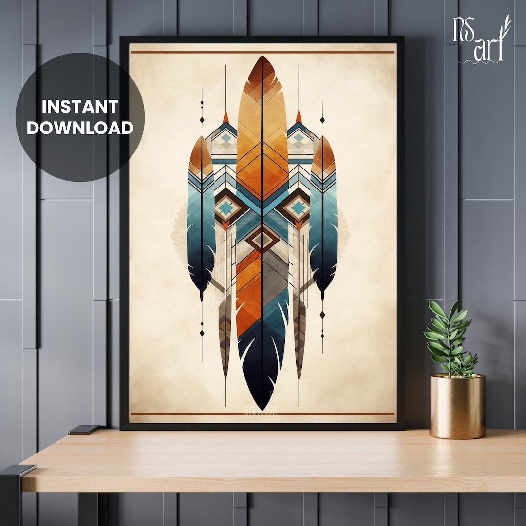 Printable Feather Print Aztec Feather Wall Art Feather - Etsy