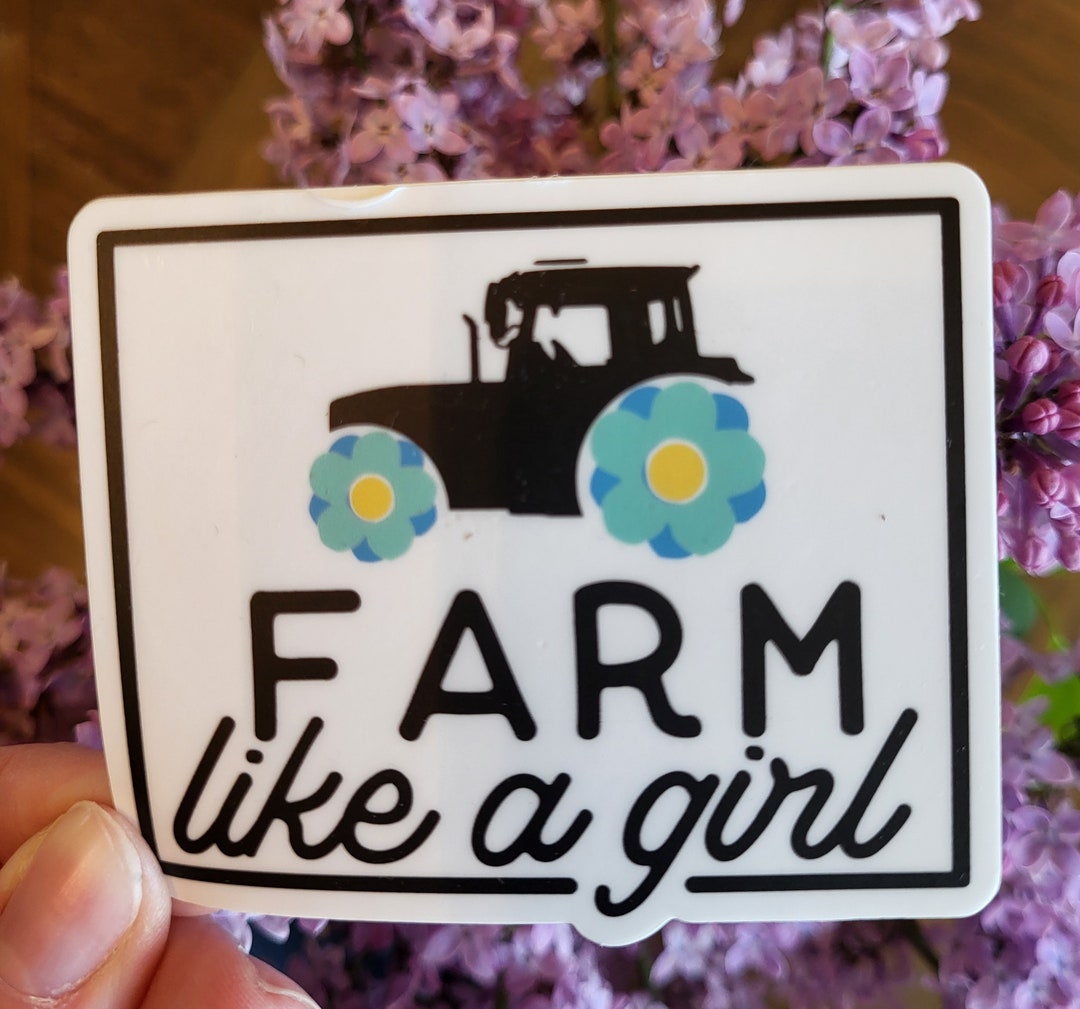 Girl Farmer Sticker, Tractor Sticker, Farm Girl Sticker, Unique Sticker ...