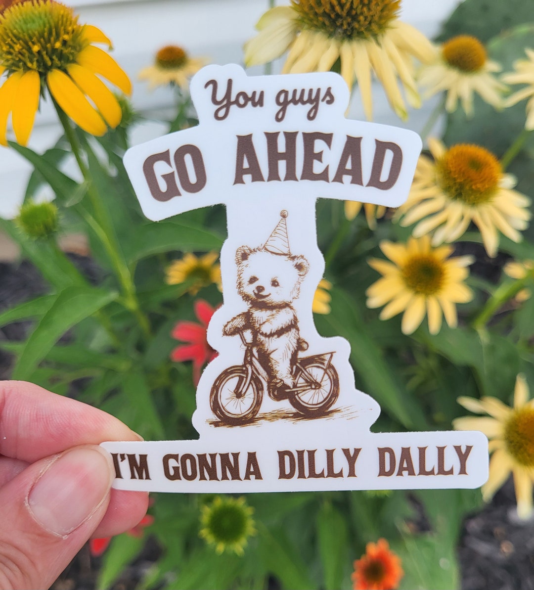 Bike Sticker, Bear Minimum, Bear Riding Bike, Dilly Dally, Lazy Sticker ...