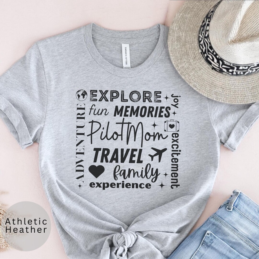 Pilot Mom Shirt, Pilot Mom T-shirt, Travel Shirt Word Collage, Airplane ...