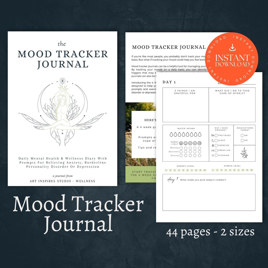 Mood Tracker Journal, INSTANT DOWNLOAD, Self Care Journal, Guided Mood ...