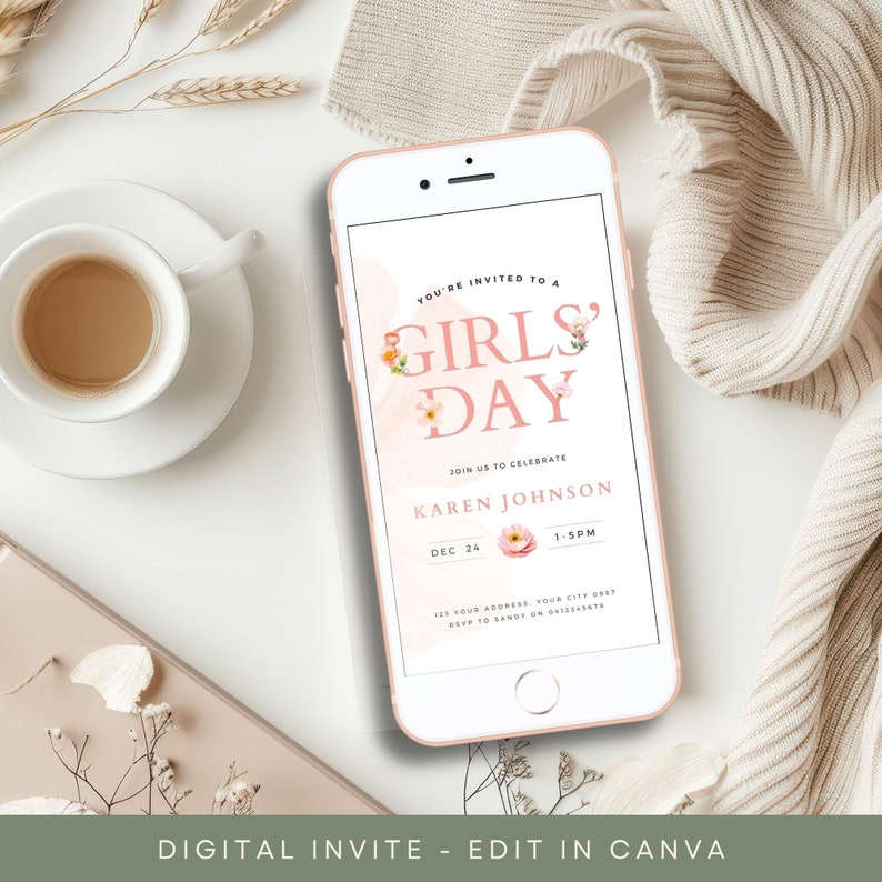 Girls Day Out Invite Template, Bachelorette Ladies Day Digital ...