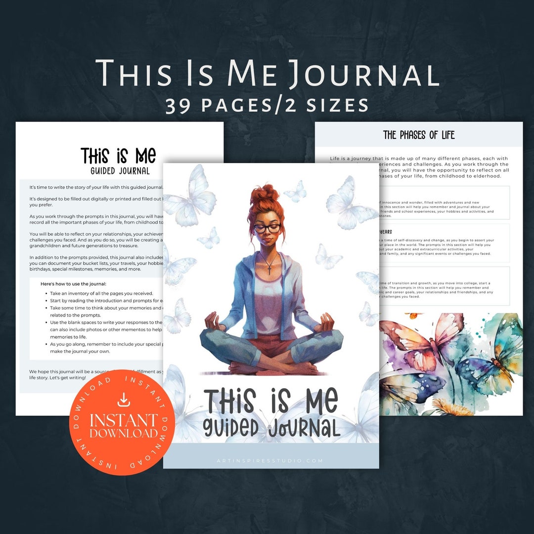 This is Me Guided Journal, INSTANT DOWNLOAD, Life Story Journal, My ...