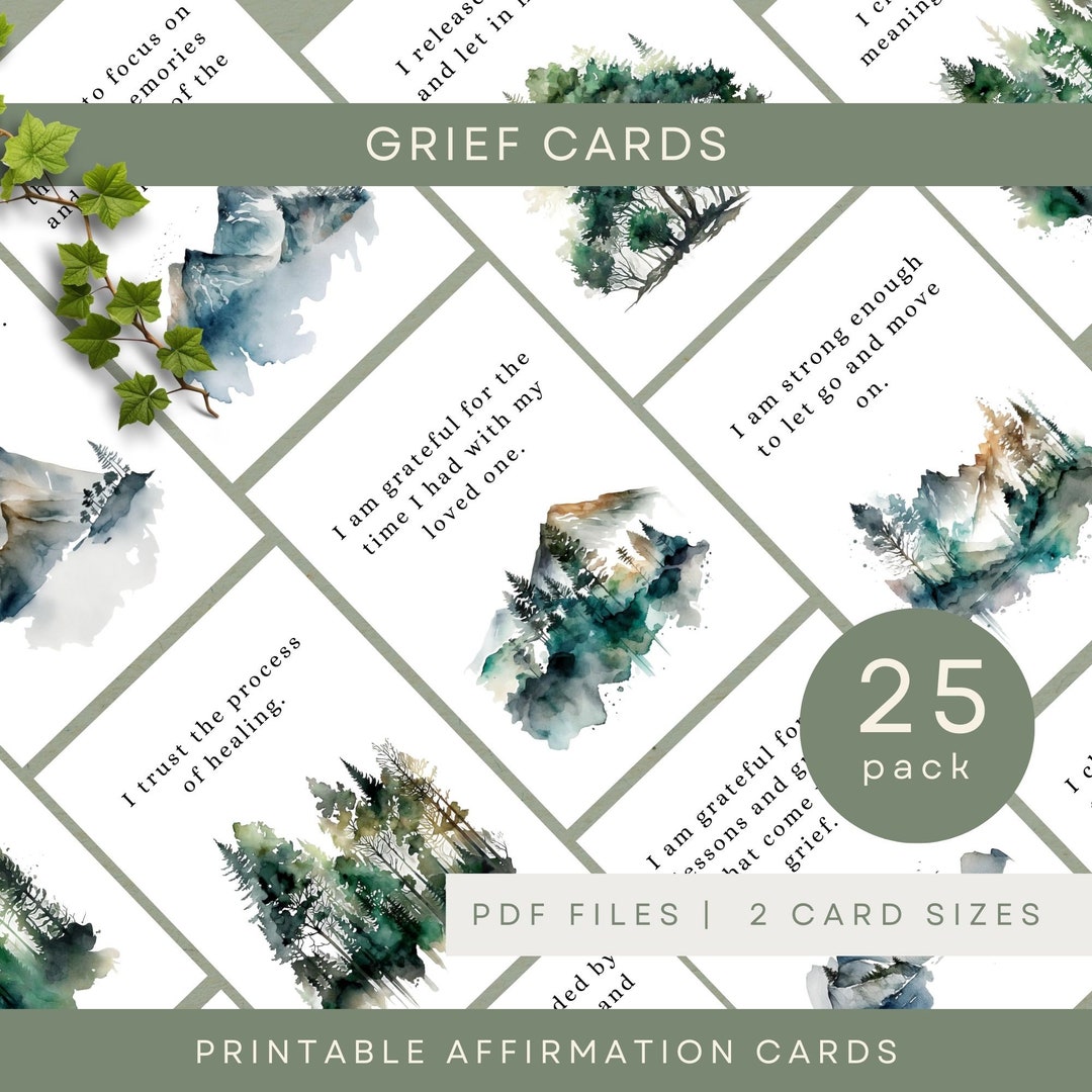 Grief Affirmation Cards, INSTANT DOWNLOAD, Bereavement Gift, Sympathy ...