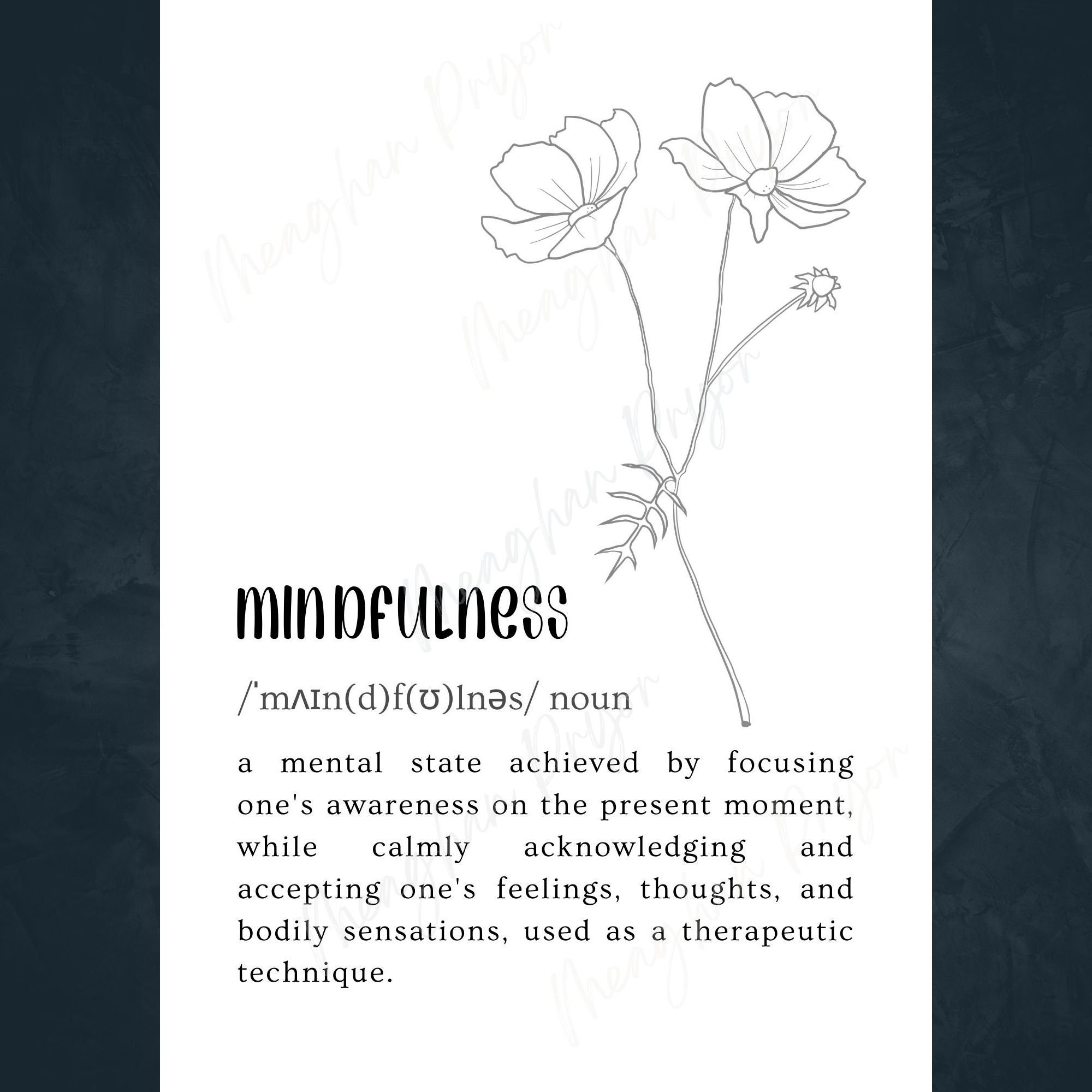 Mindfulness Definition Print, INSTANT DOWNLOAD, Definition Printable ...