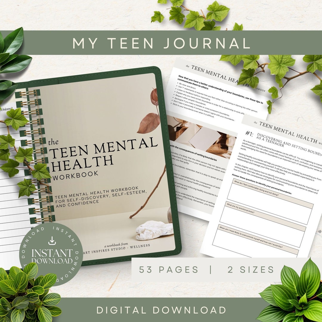 Teen Mental Health Workbook, INSTANT DOWNLOAD, Journal Prompts for ...