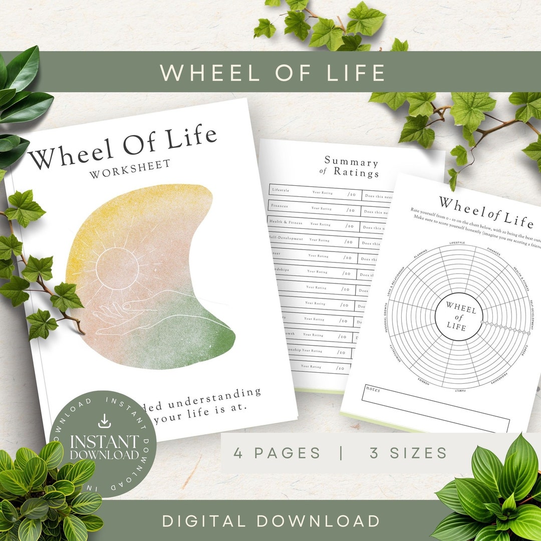 Wheel of Life, INSTANT DOWNLOAD, Self Improvement Worksheet, Life Coach ...