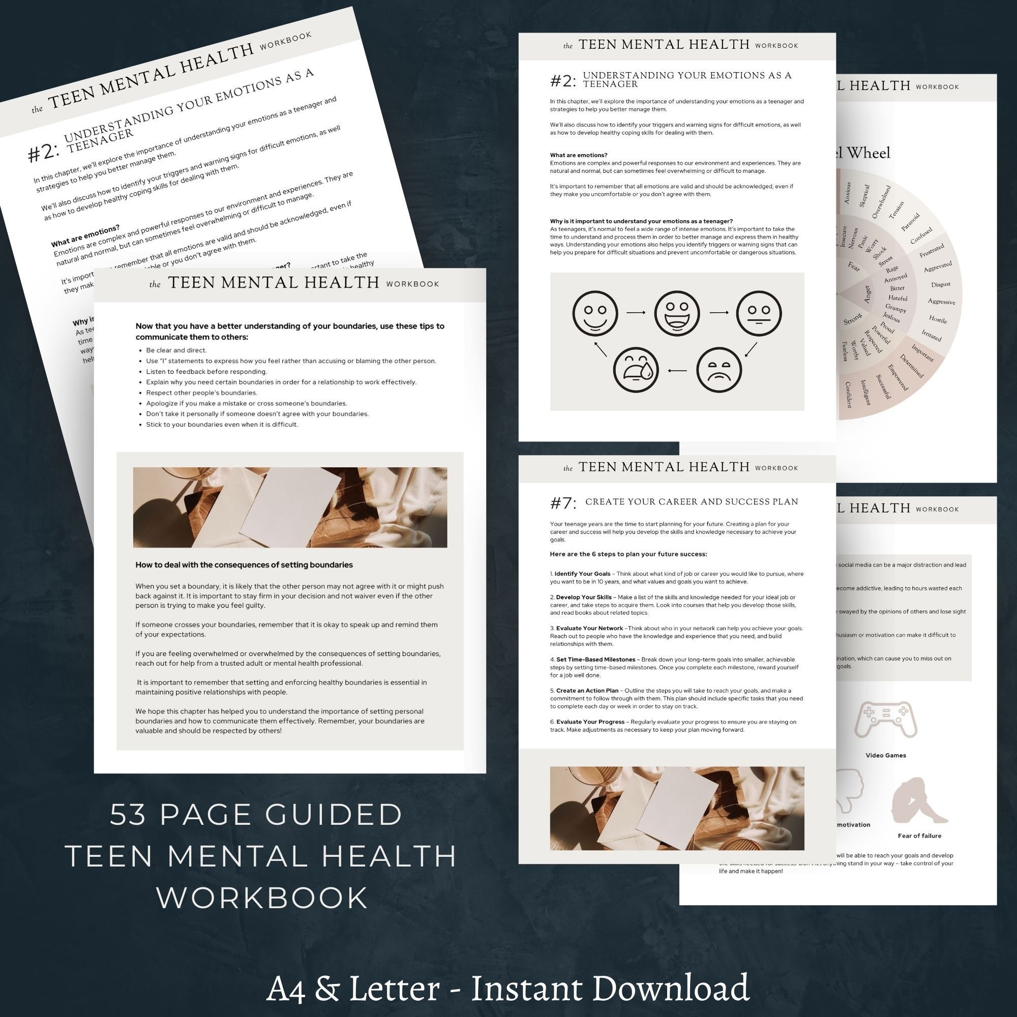 Teen Mental Health Workbook, INSTANT DOWNLOAD, Journal Prompts for ...