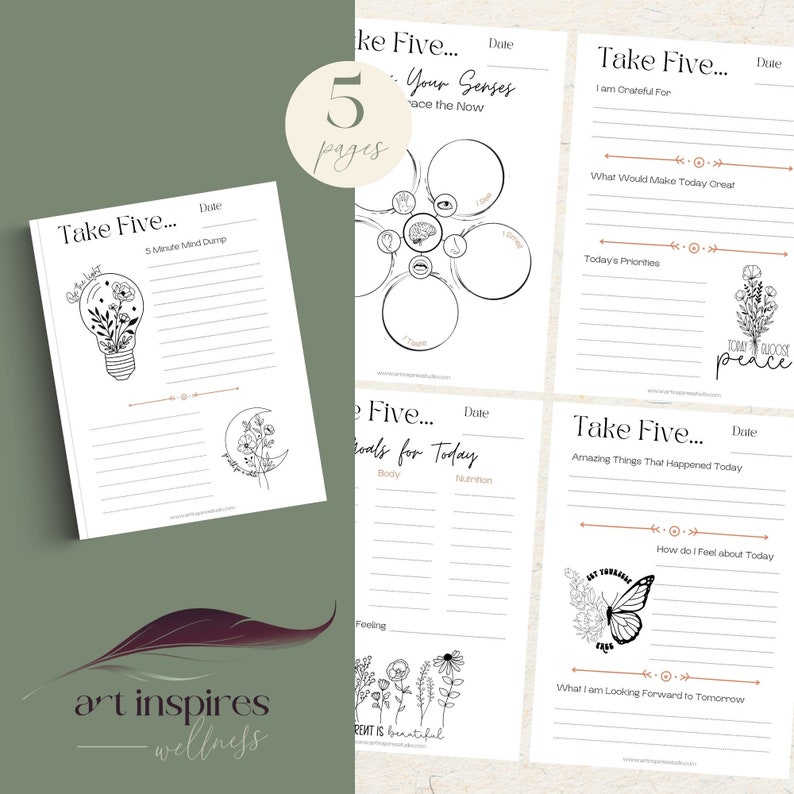 5 Minute Journal, PDF DOWNLOAD, Gratitude Journal, Daily Journal, Self ...