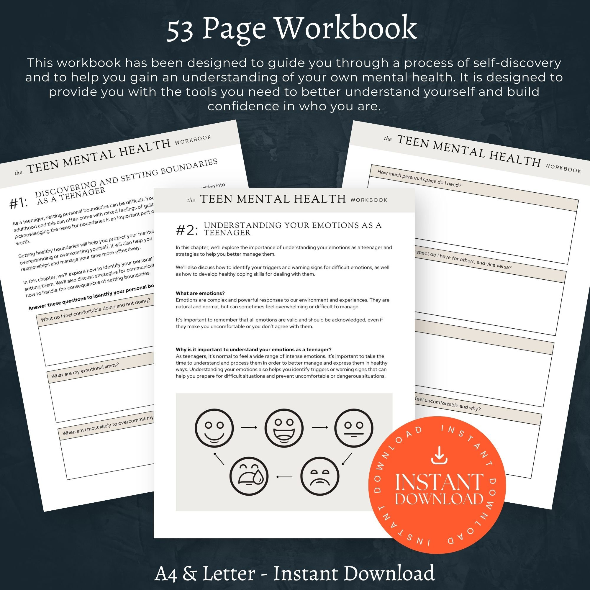 Teen Mental Health Workbook, INSTANT DOWNLOAD, Journal Prompts for ...