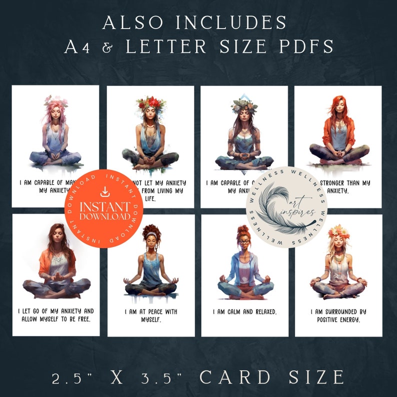 Printable Affirmation Cards for Women, Positive Meditation Cards ...