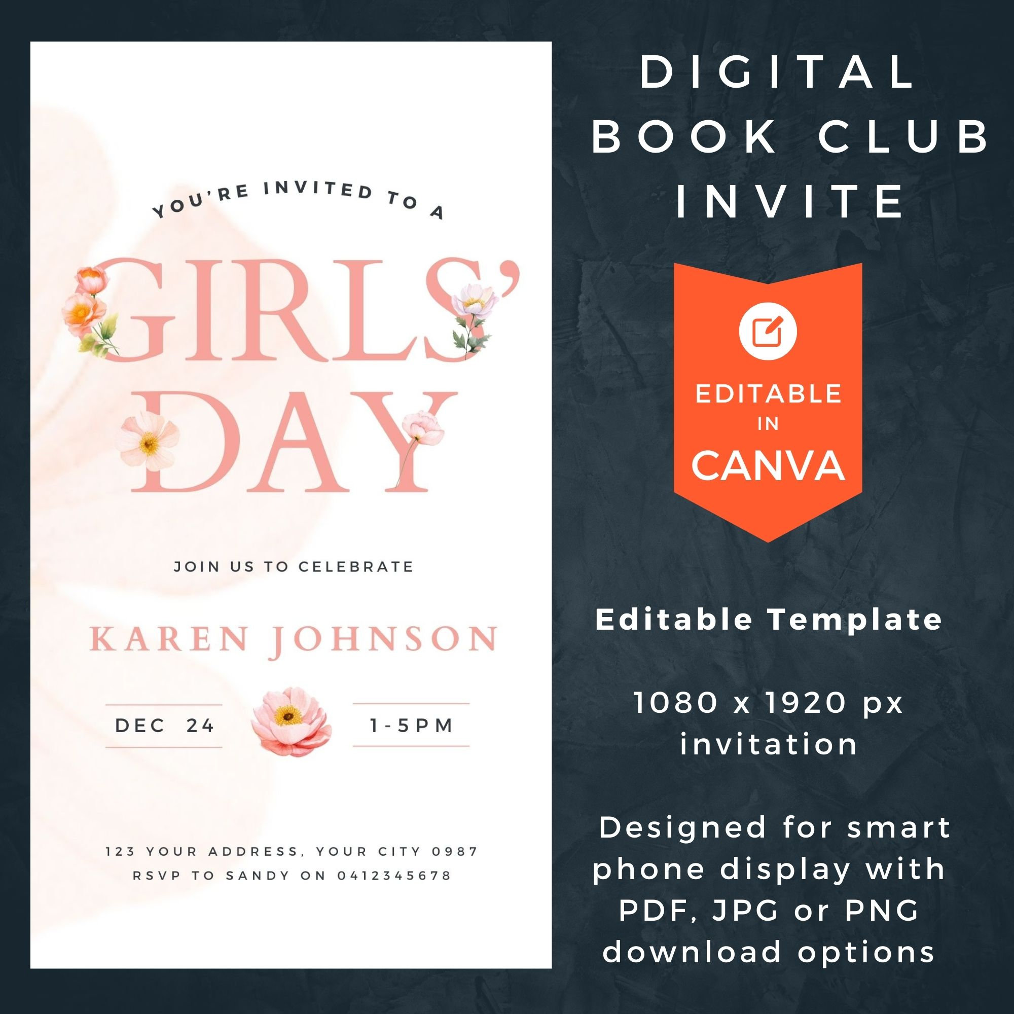 Girls Day Out Invite Template, Bachelorette Ladies Day Digital ...