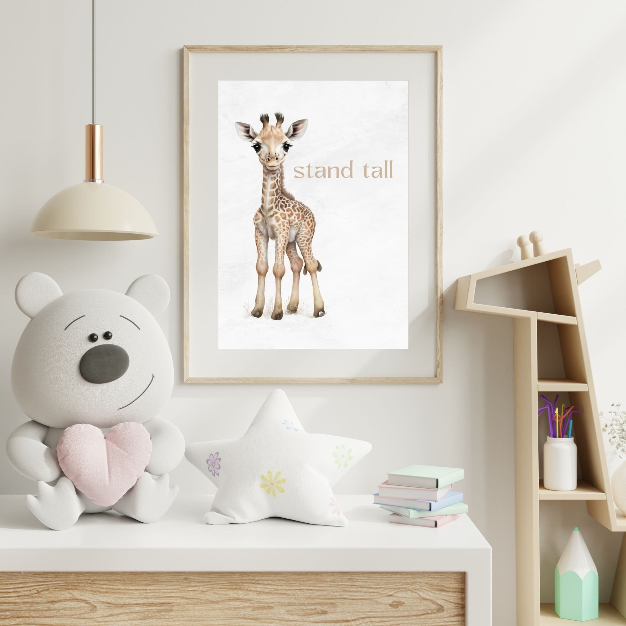Giraffe Mindful Art Kids, INSTANT DOWNLOAD, Positive Affirmation Wall ...