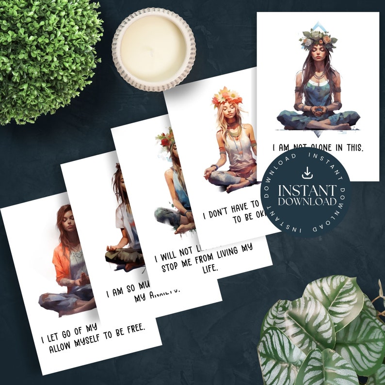 Printable Affirmation Cards for Women, Positive Meditation Cards ...
