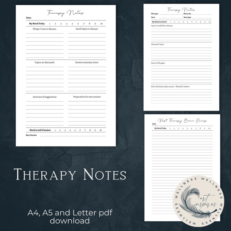 Therapy Notes Printable, Printable Therapist Notes, Mental Health ...