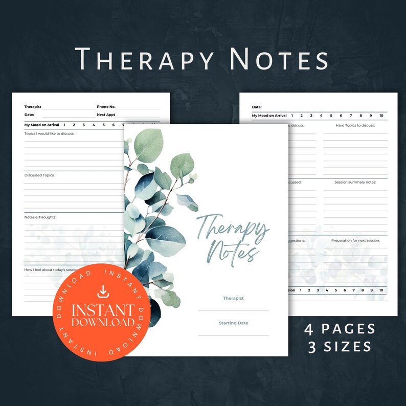 Therapy Notes Printable, Printable Therapist Notes, Mental Health ...