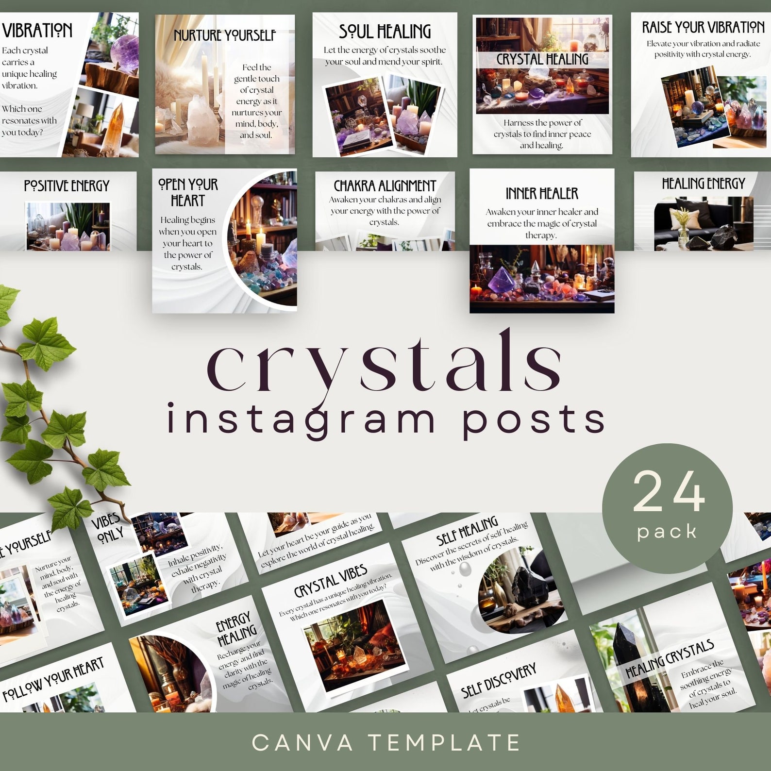 Canva Template Instagram Crystal, Spiritual Social Media, Mindful Media ...
