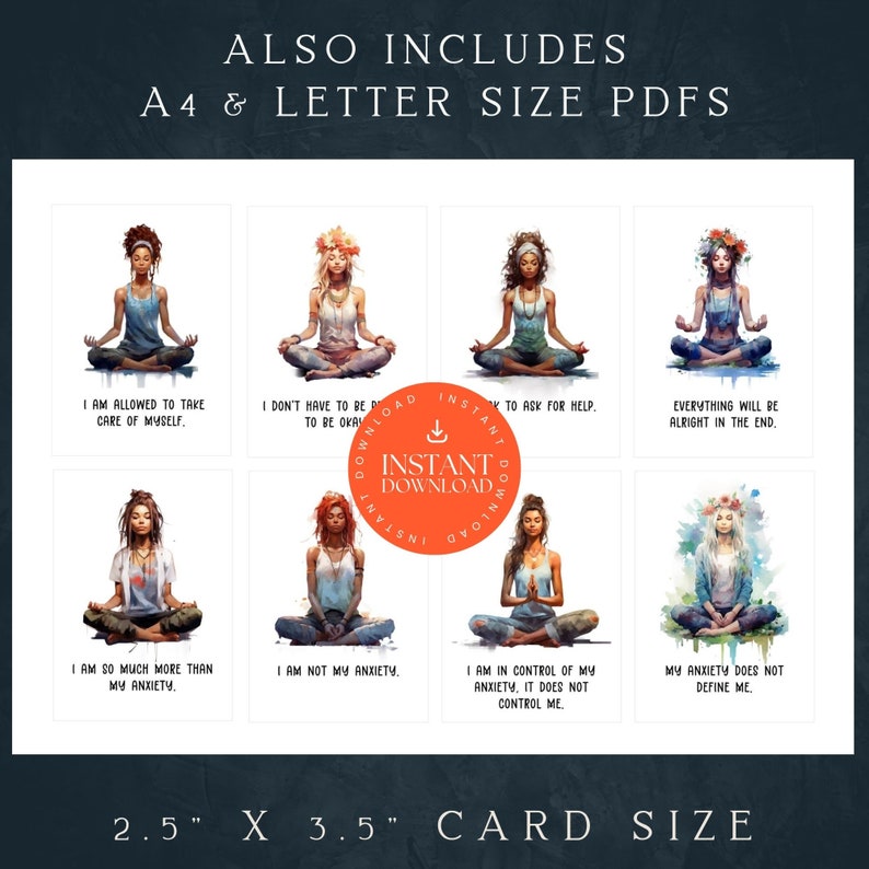 Printable Affirmation Cards for Women, Positive Meditation Cards ...