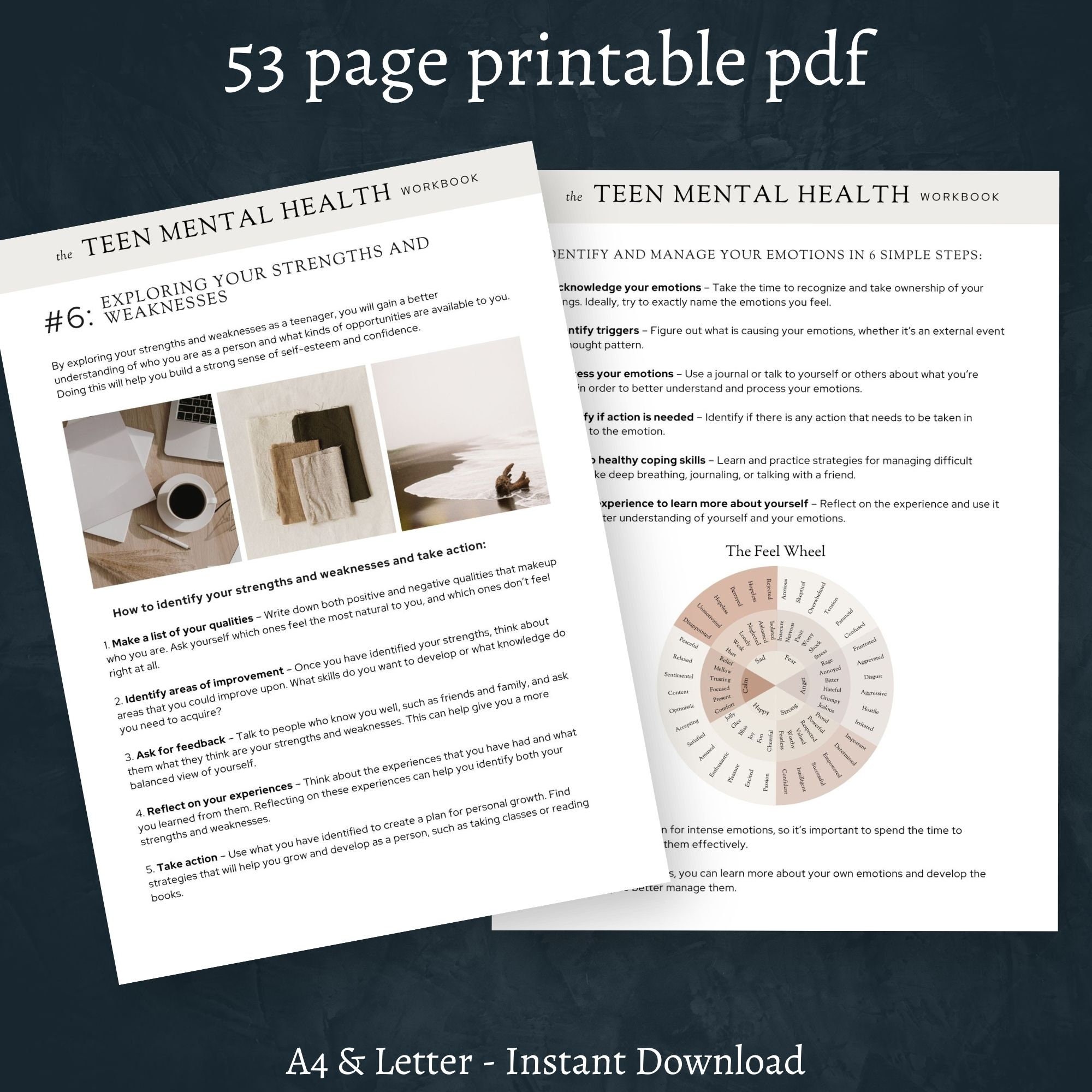 Teen Mental Health Workbook, INSTANT DOWNLOAD, Journal Prompts for ...