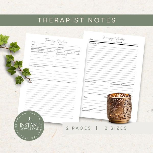 Therapist Notes Worksheets - Etsy