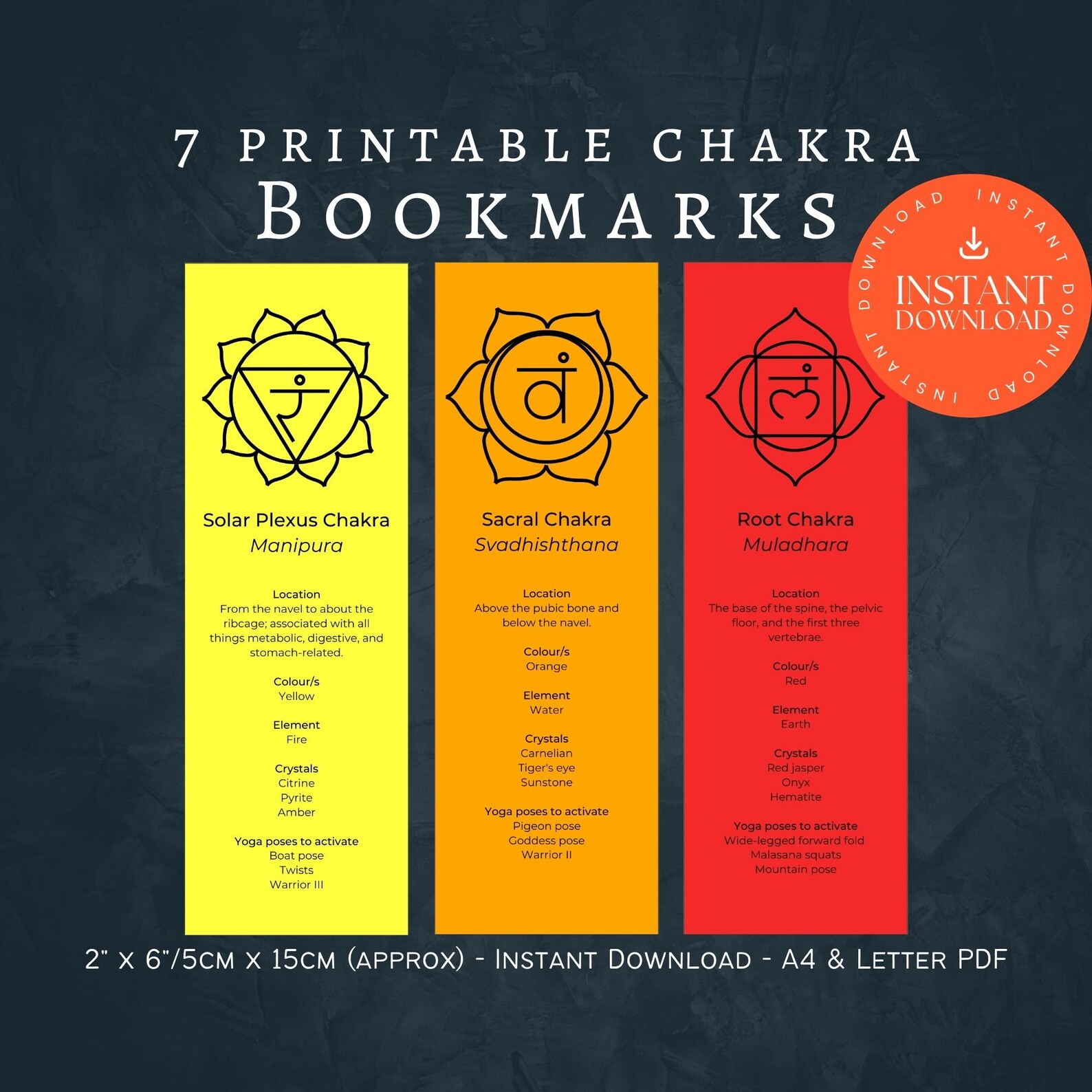 Chakra Bookmarks, DOWNLOAD, Printable Chakra Yoga Poses, Chakra ...