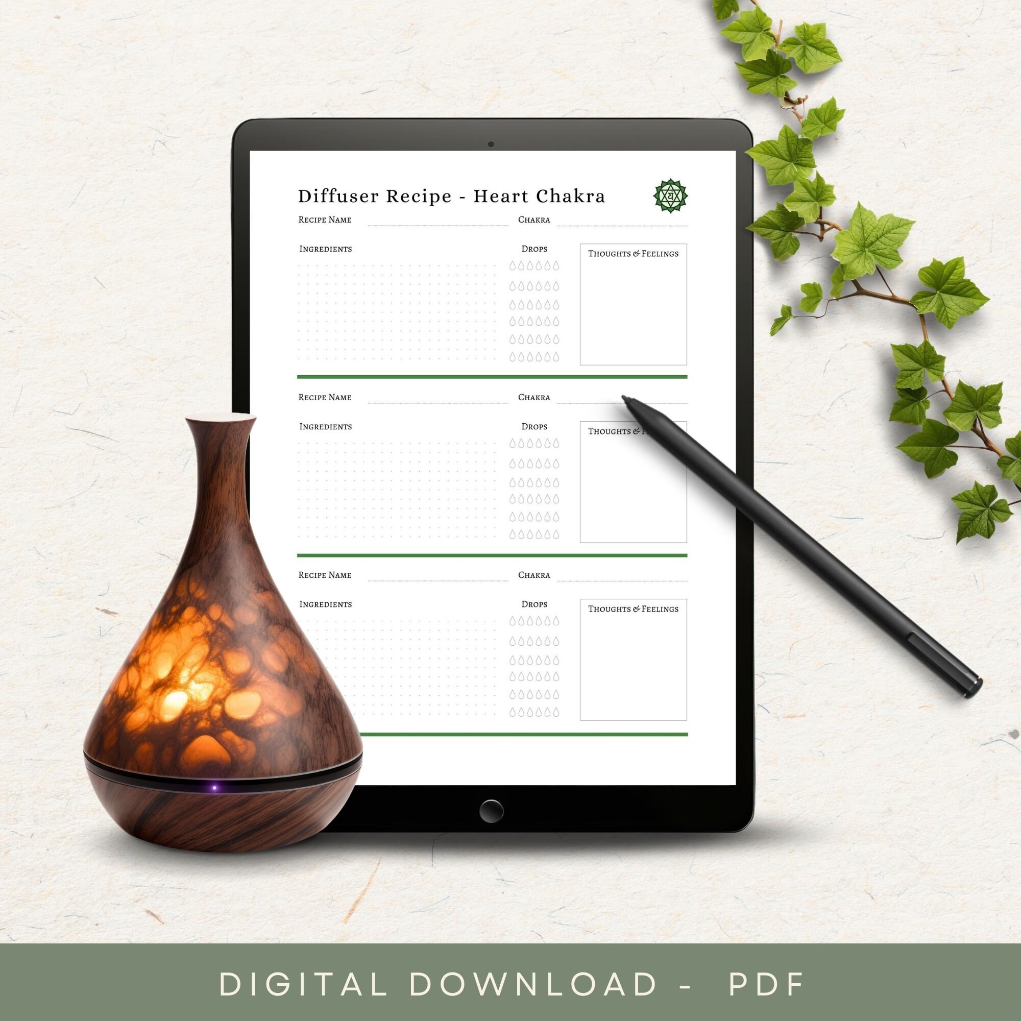 Chakra Essential Oil Journal Printable, PDF DOWNLOAD, Chakras Essential ...