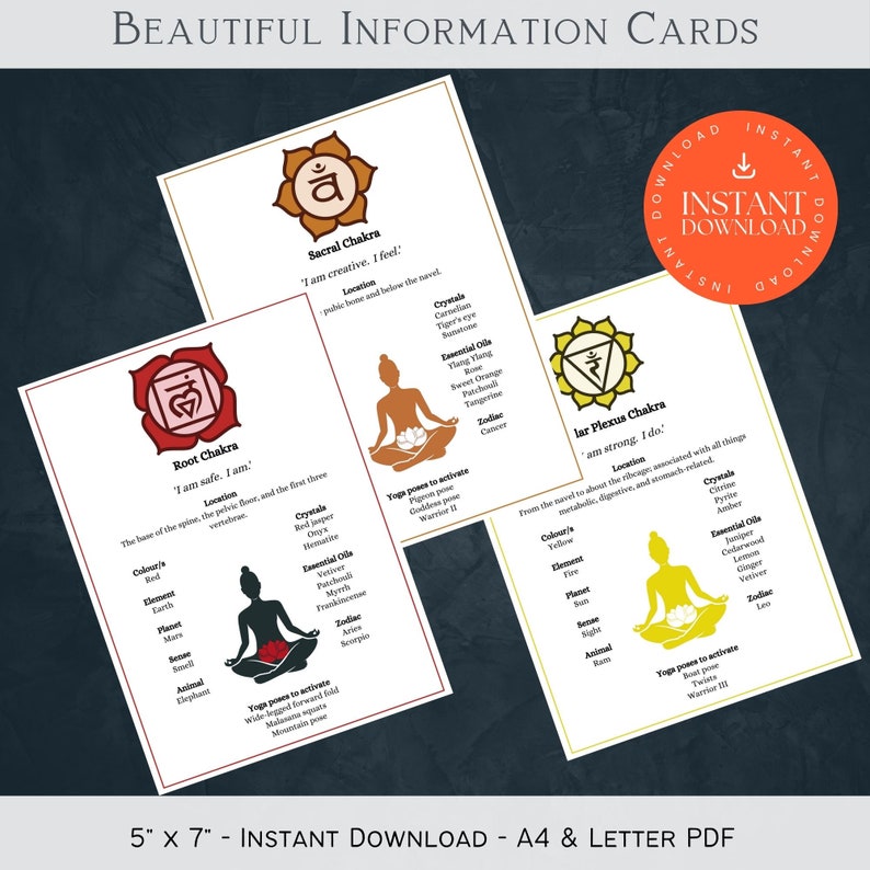 Printable Chakra Cards, DOWNLOAD, Chakra Printable, Printable ...