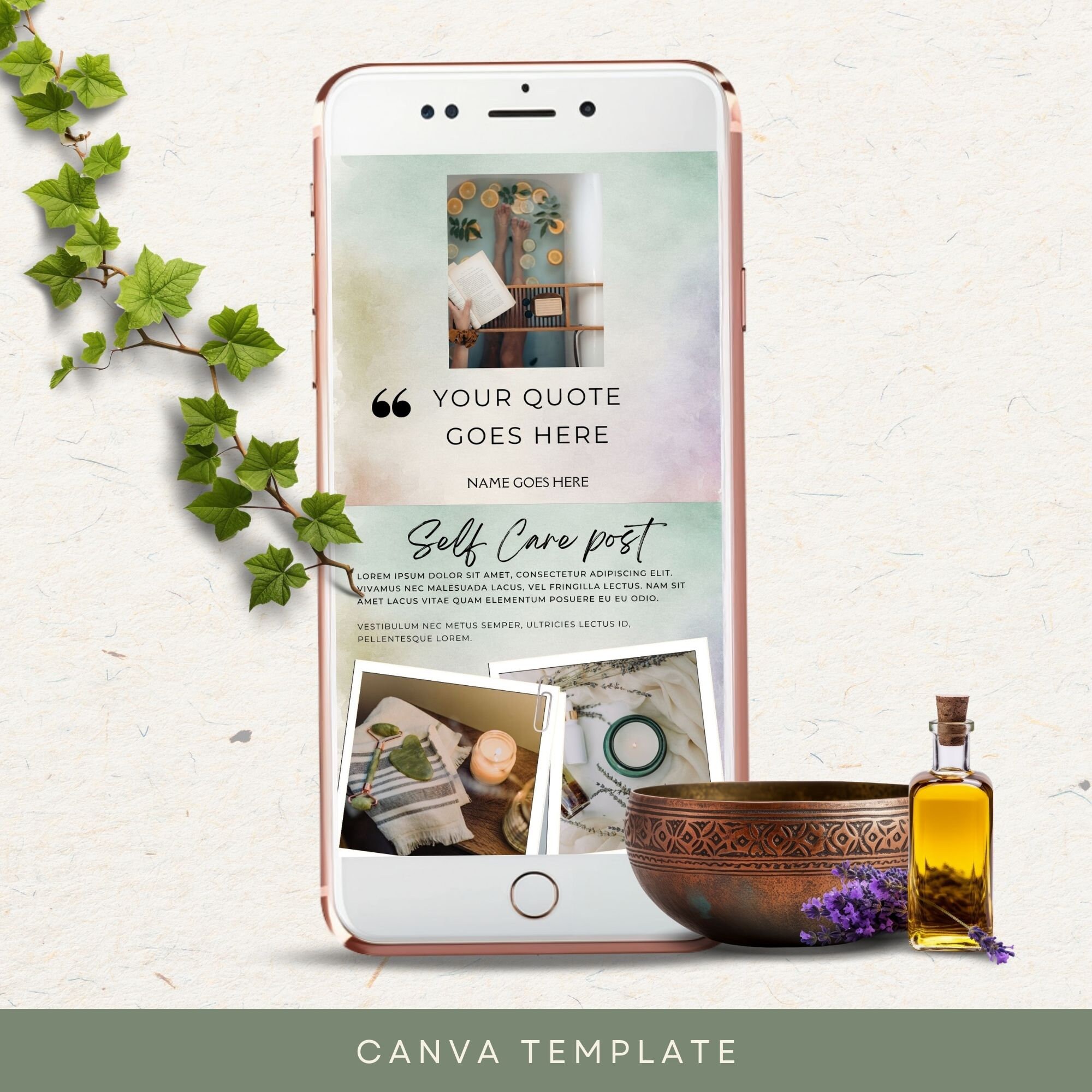 Self Care Social Media Posts, INSTANT DOWNLOAD, Canva Editable ...