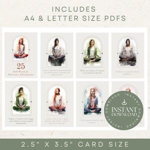Self Love Cards for Women, Printable Positive Meditation Cards, Mindful ...